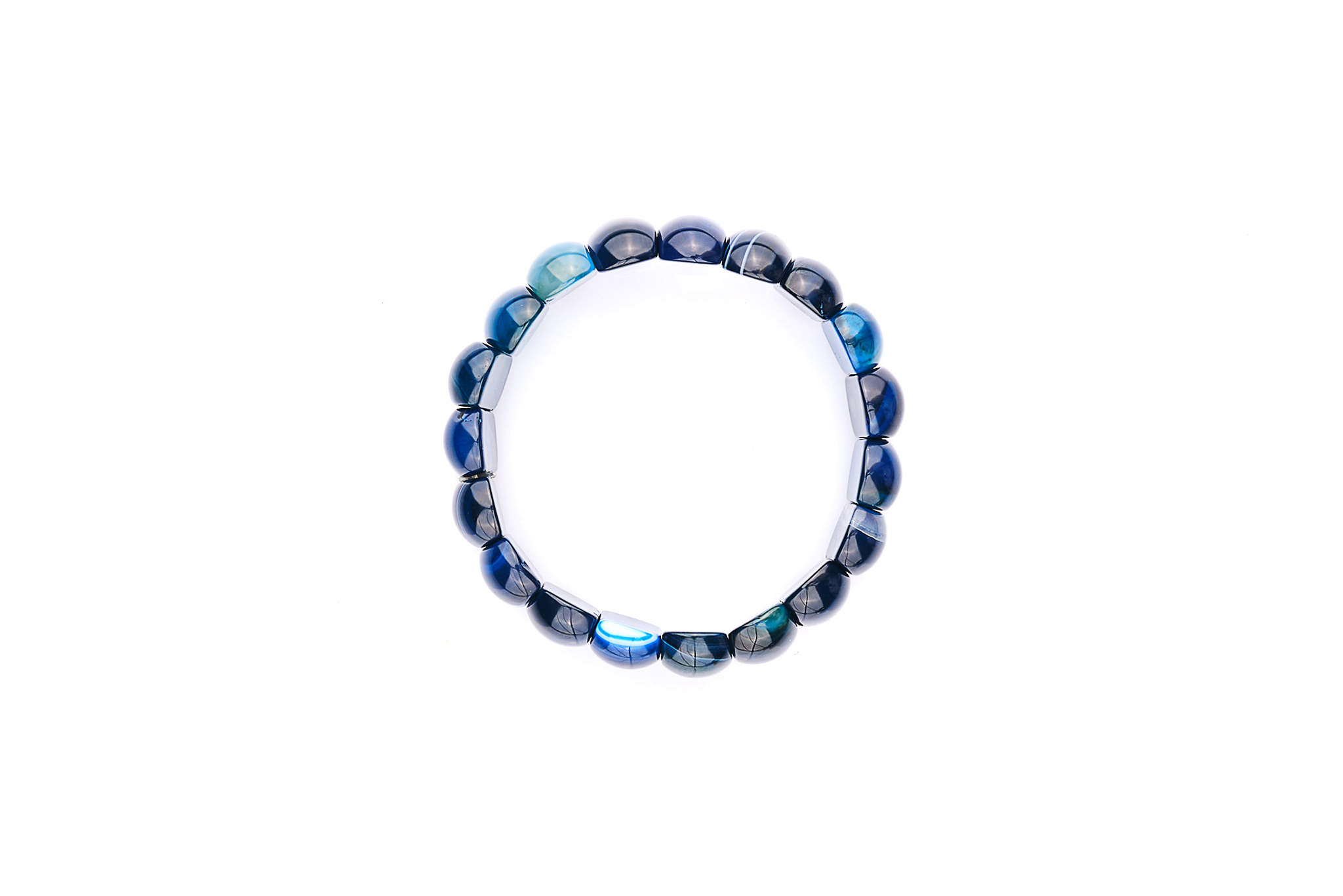 Bratara Stones Cu Pietre Semipretioase Agat Albastru Si Elastic - Stones.ro